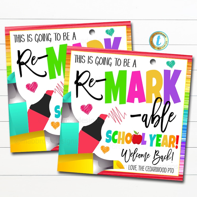 First Day of School Marker Gift Tags Back to School Sharpie - Etsy