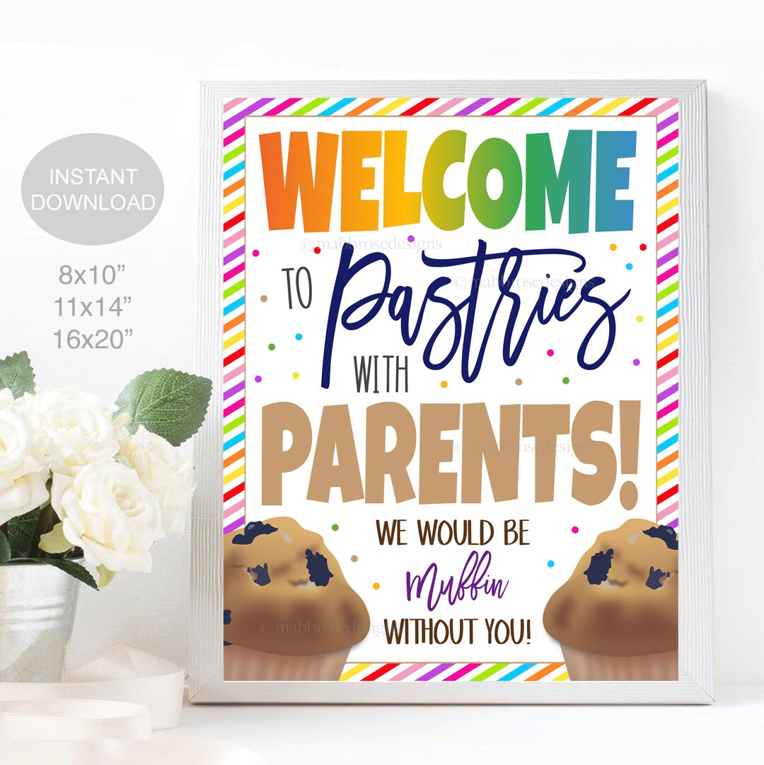 Welcome to Pastries With Parents Sign, School Pto Pta Event Fundraiser ...