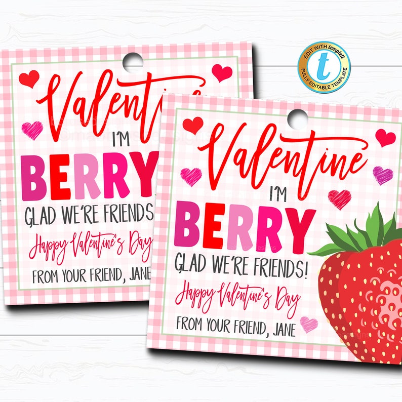 Valentines Strawberry Fruit Snacks Gift Tag Gummy Valentine - Etsy