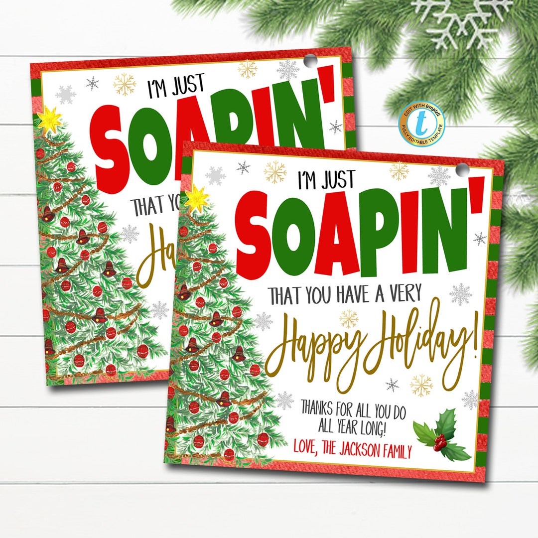 Christmas Gift Tag, Soapin' You Have a Merry Christmas, Holiday Soap ...