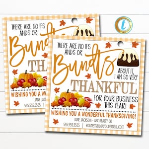 Thanksgiving Bundt Cake Gift Tag, Nothing Bundt Thankful for Your ...