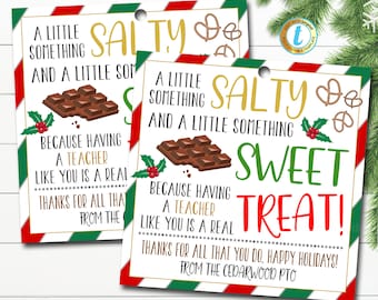 EDITABLE Chocolate Pretzel Gift Tag, Teacher Staff Employee School ...