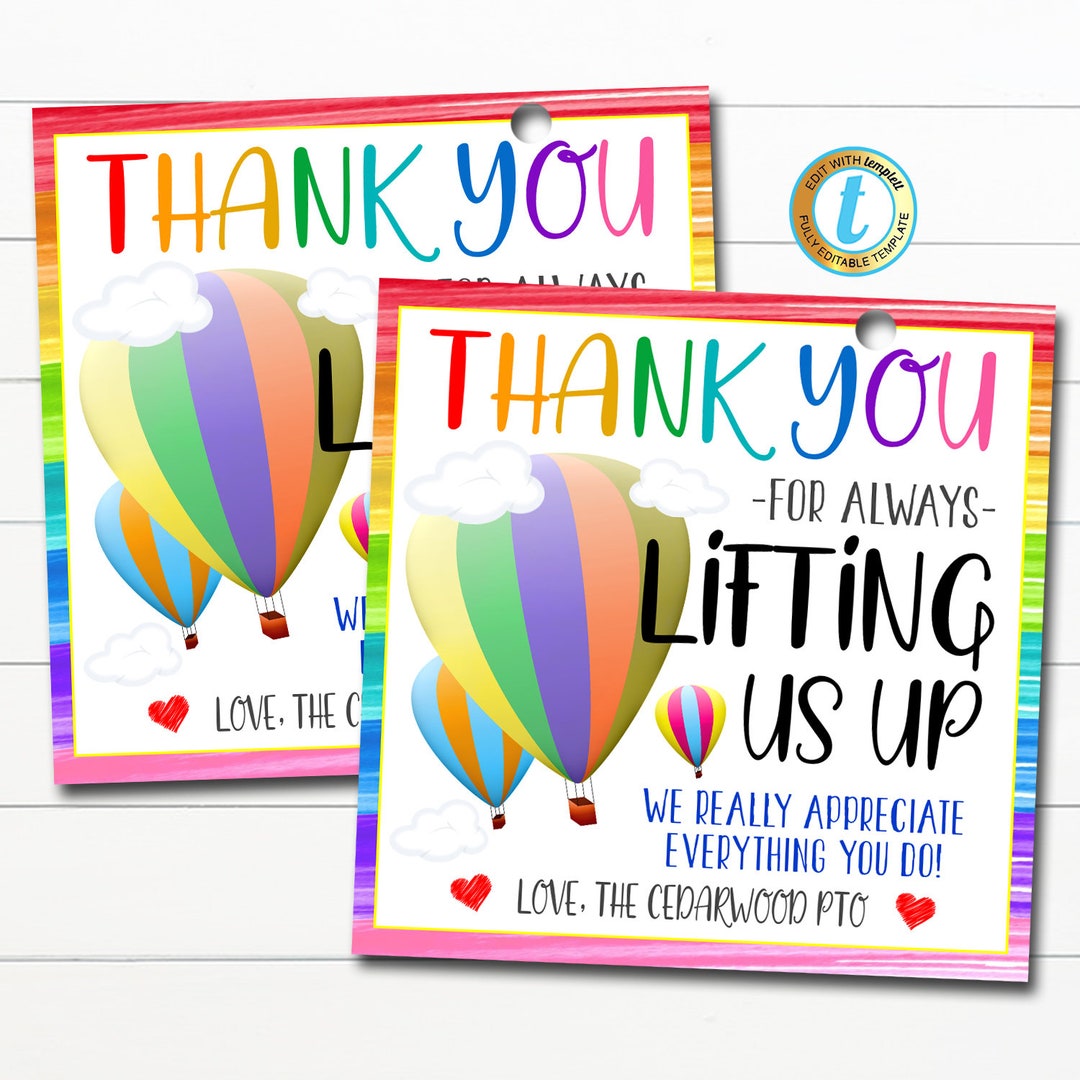 Lift Us up Teacher Appreciation Week Gift Tags, Employee Staff Nurse ...