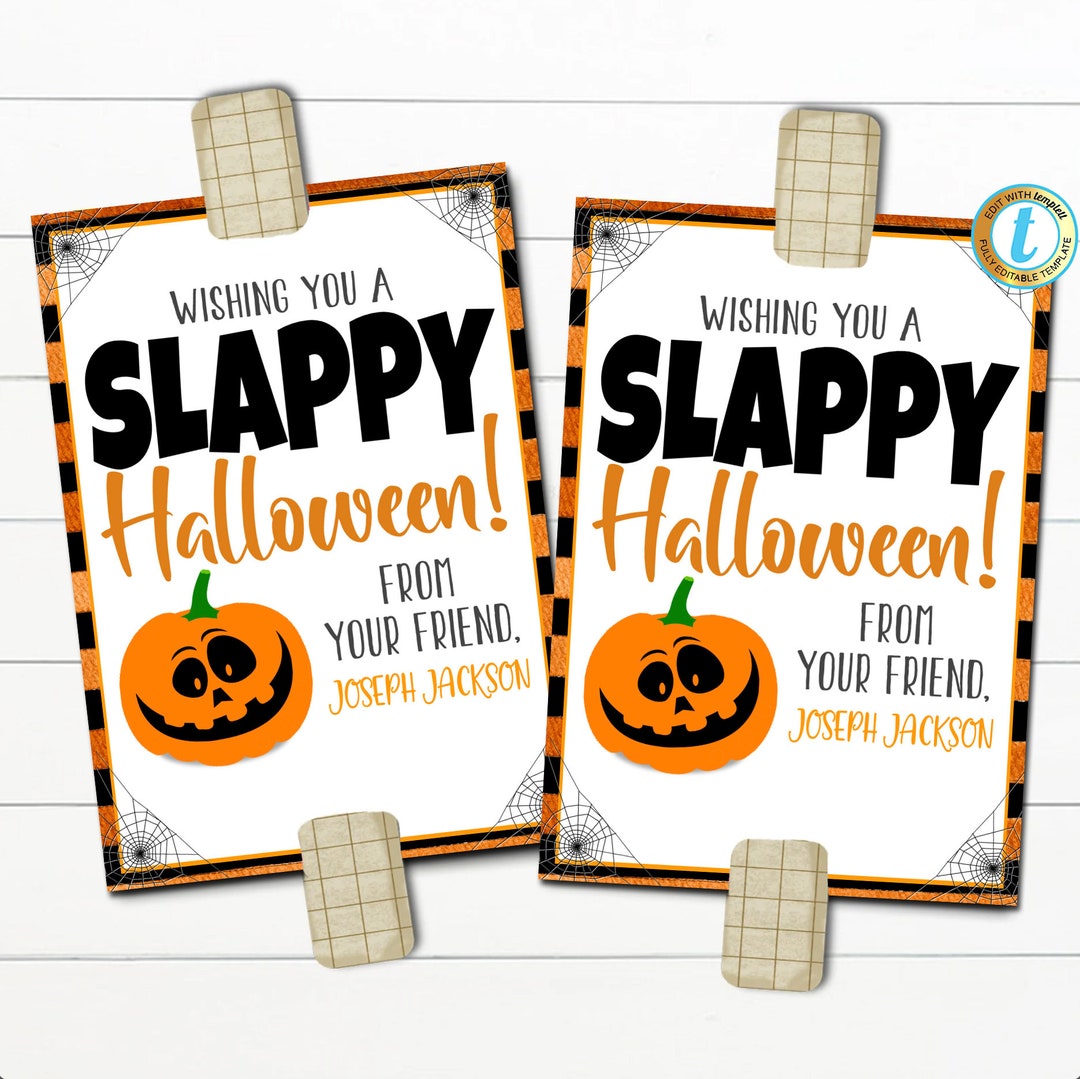 Halloween Slap Bracelet Tags, Wishing You a Slappy Halloween! Kid ...
