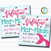 Mermaid Valentines, We Mer-made to Be Friends Girl Valentine Card, Gift ...