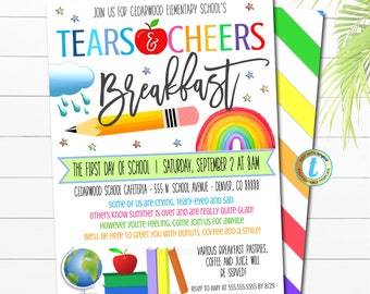 EDITABLE Tears and Cheers Breakfast, Printable PTA PTO Flyer Invite ...