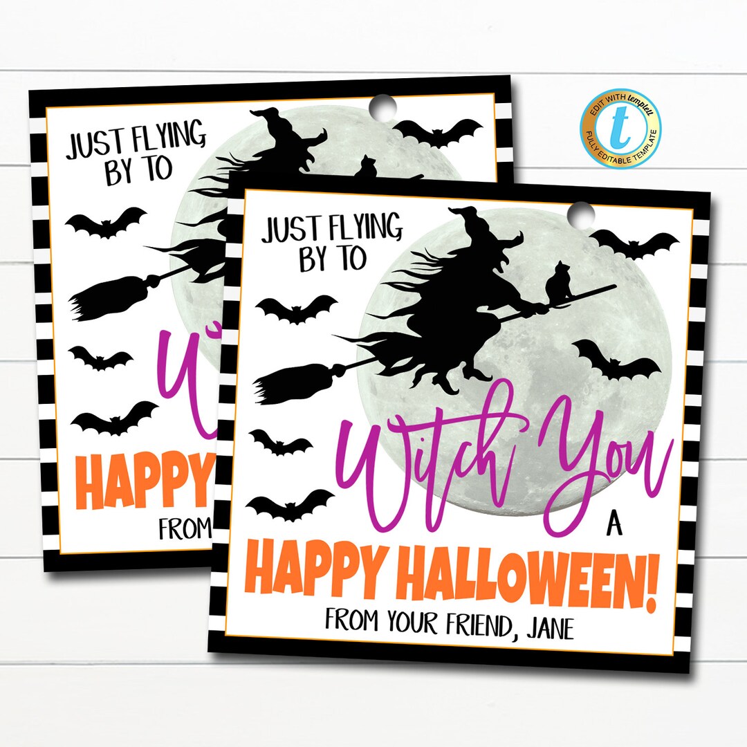 Halloween Gift Tags, Witching You a Happy Halloween, Fall Birthday ...