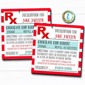 Nurse Appreciation Gift Tag, Rx Prescription Cookie Candy, Thank You ...