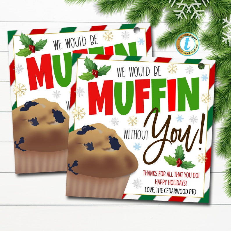 Christmas Muffin Gift Tags We Would Be Muffin Without You - Etsy
