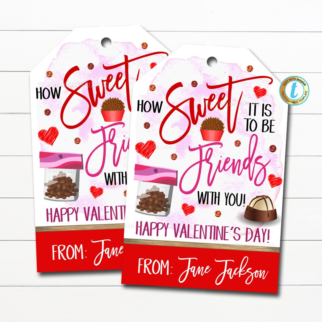 Valentine Friend Gift Tags, How Sweet It is to Be Friends With You ...