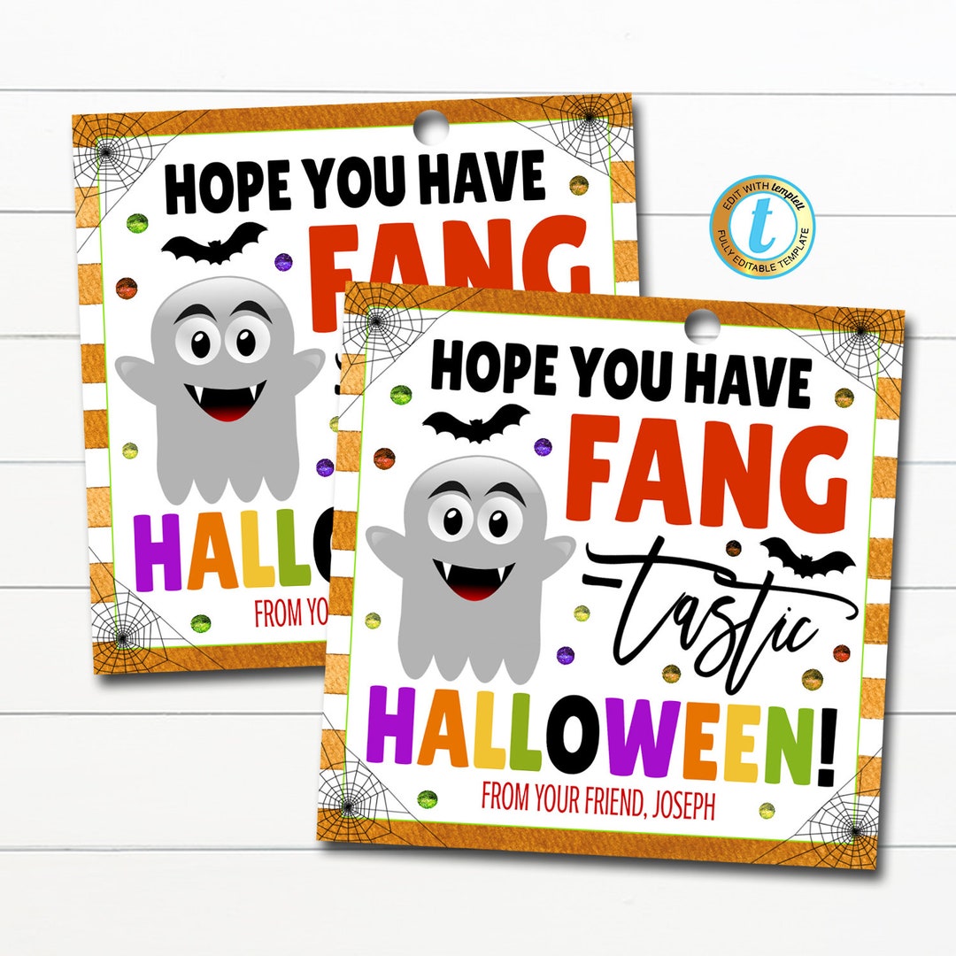 Fang-tastic Halloween Gift Tags, Halloween Birthday Favor Tags ...