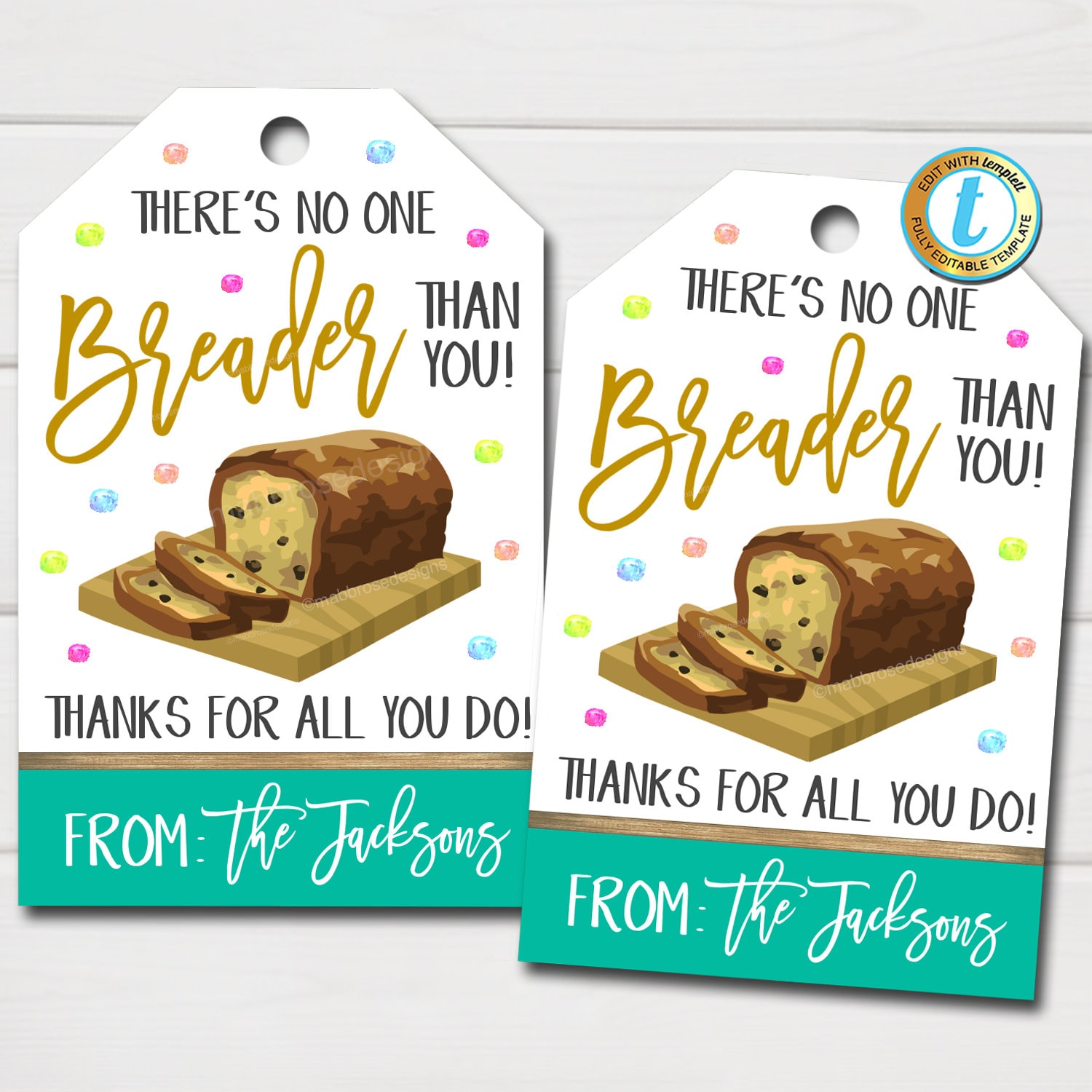 Bread Gift Tags Banana Bread Thank You Gift Tag No One - Etsy