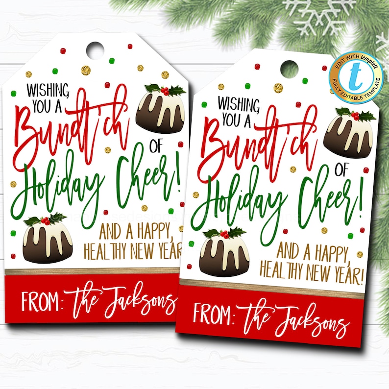 Christmas Bundt Cake Gift Tag Wishing You a Bundtch of Joy - Etsy