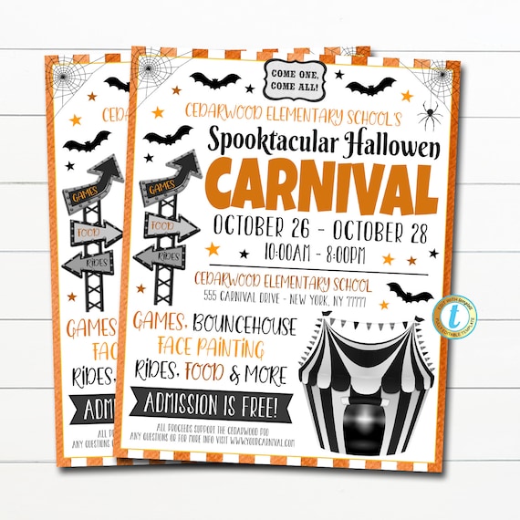 Editable Carnival Flyer Printable Pta Pto Flyer School Etsy