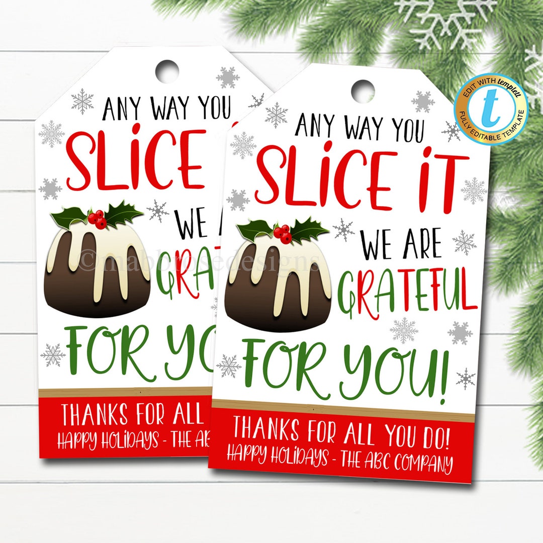 Christmas Gift Tags, Grateful for You Holiday Cake Pie Label, Staff ...