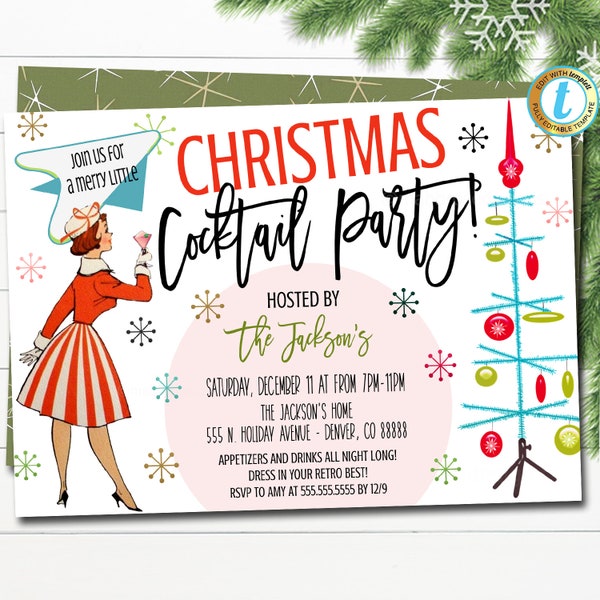 Mid Century Holiday Party Invitation - Etsy