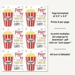 Realtor Popcorn Tags, Open House Real Estate Thank You Gift Tags ...