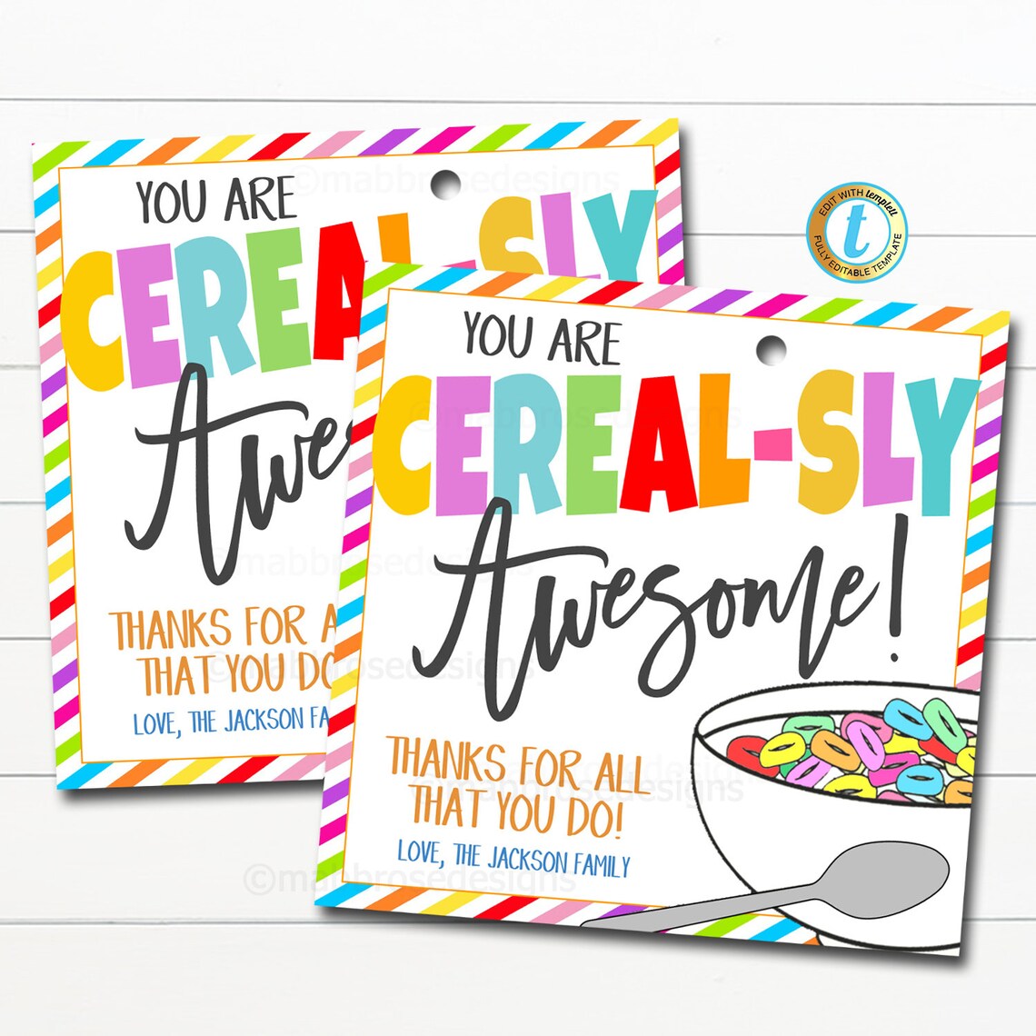 Cereal Gift Tags You Are Cereal-sly Awesome Appreciation - Etsy