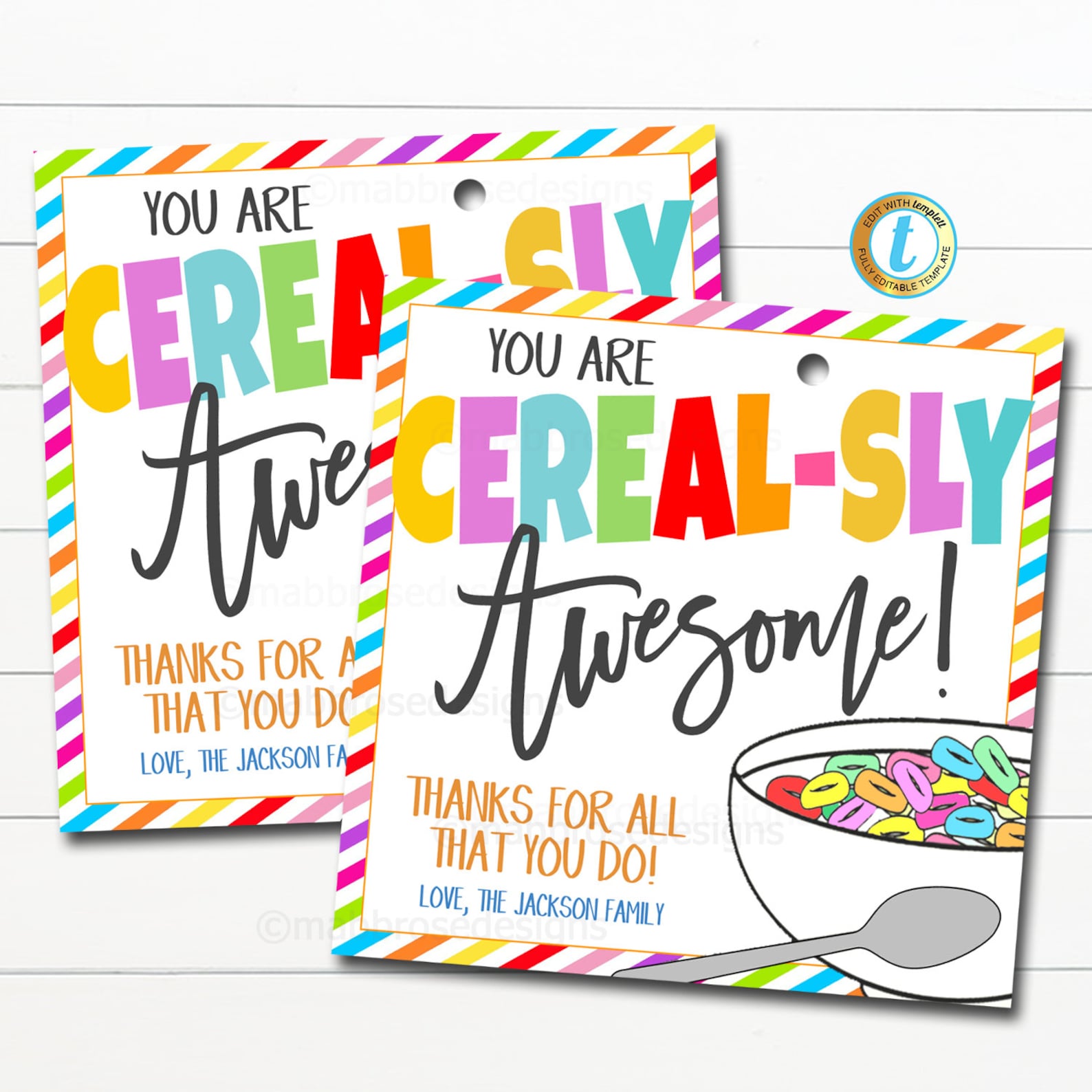 Cereal Gift Tags You Are Cereal-sly Awesome Appreciation - Etsy