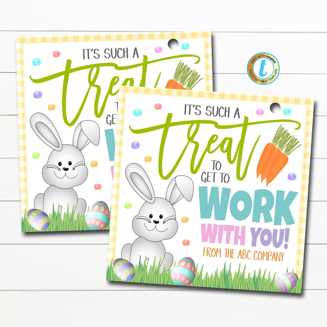 Easter Coworker Gift Tags, It's a Real Treat to Work With You Candy ...