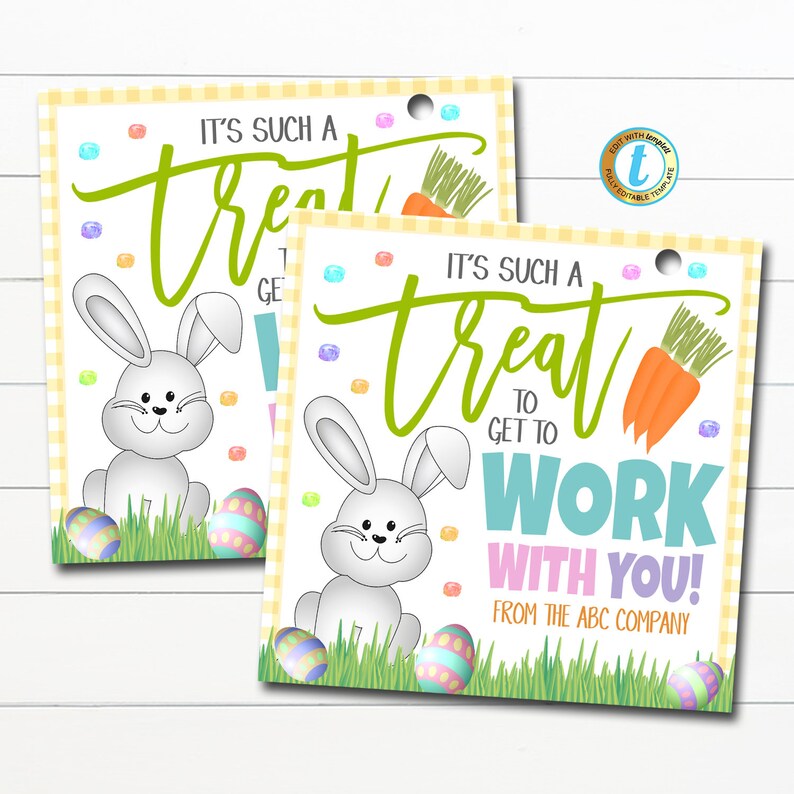 Easter Coworker Gift Tags It's a Real Treat to Work With - Etsy