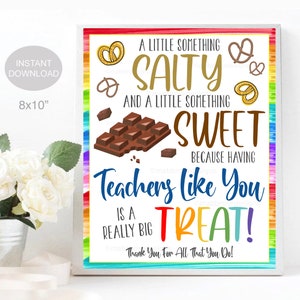 Teacher Appreciation Sign, Chocolate Pretzel Thank You Sign, Staff ...