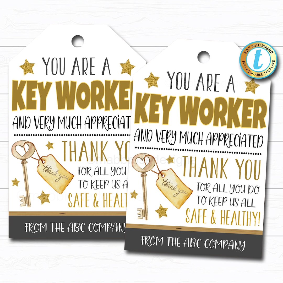 Key Frontline Workers Appreciation Gift Tag, Thank You Gift Essential ...