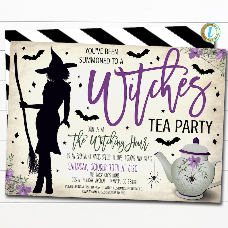 Witches Tea Party Invitation Halloween Bridal Shower Party - Etsy