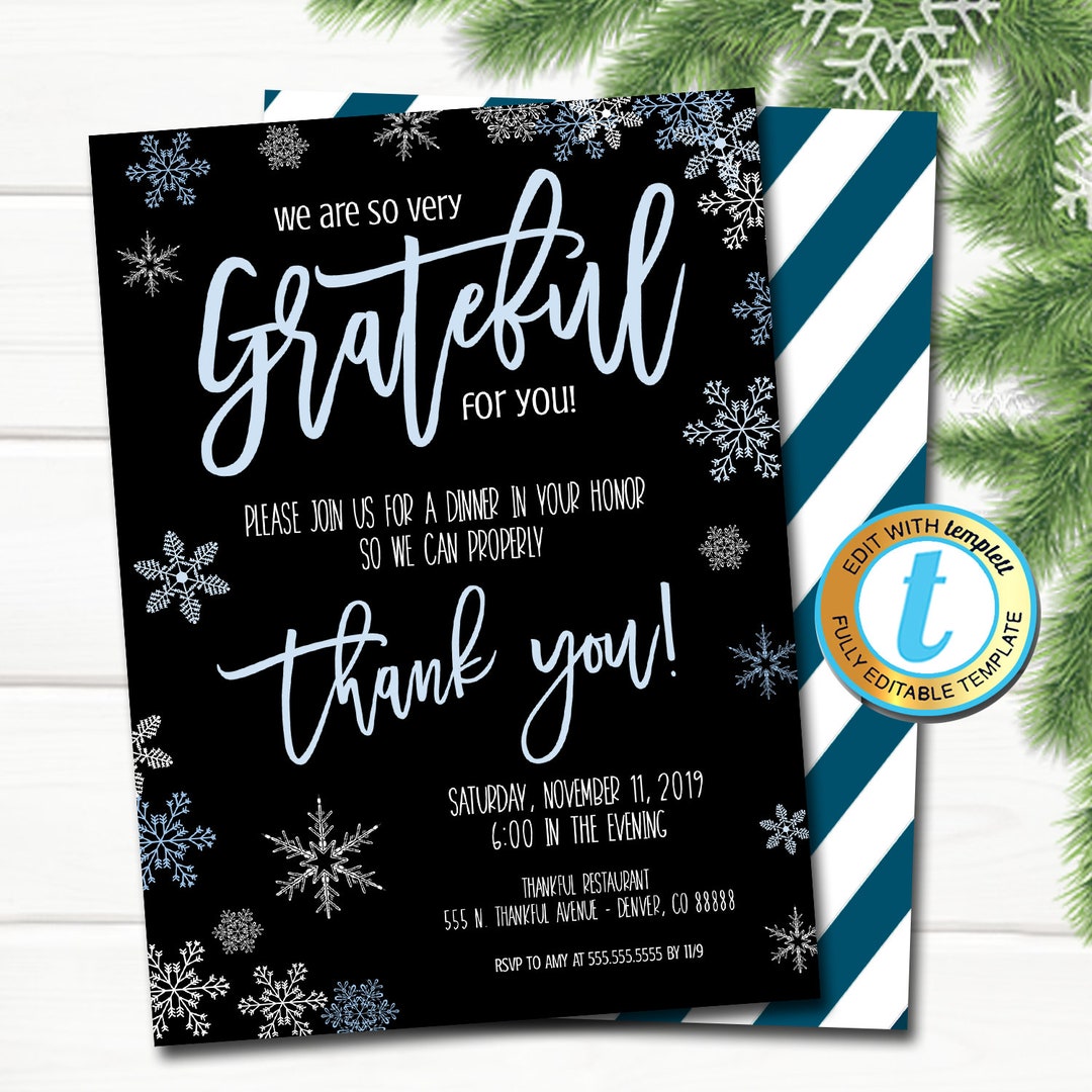 Holiday Appreciation Invitation, Corporate Party Grateful for You ...