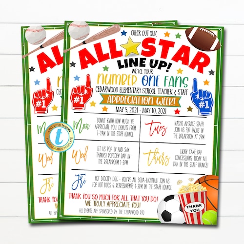 EDITABLE Space Theme Teacher Appreciation Week Itinerary - Etsy