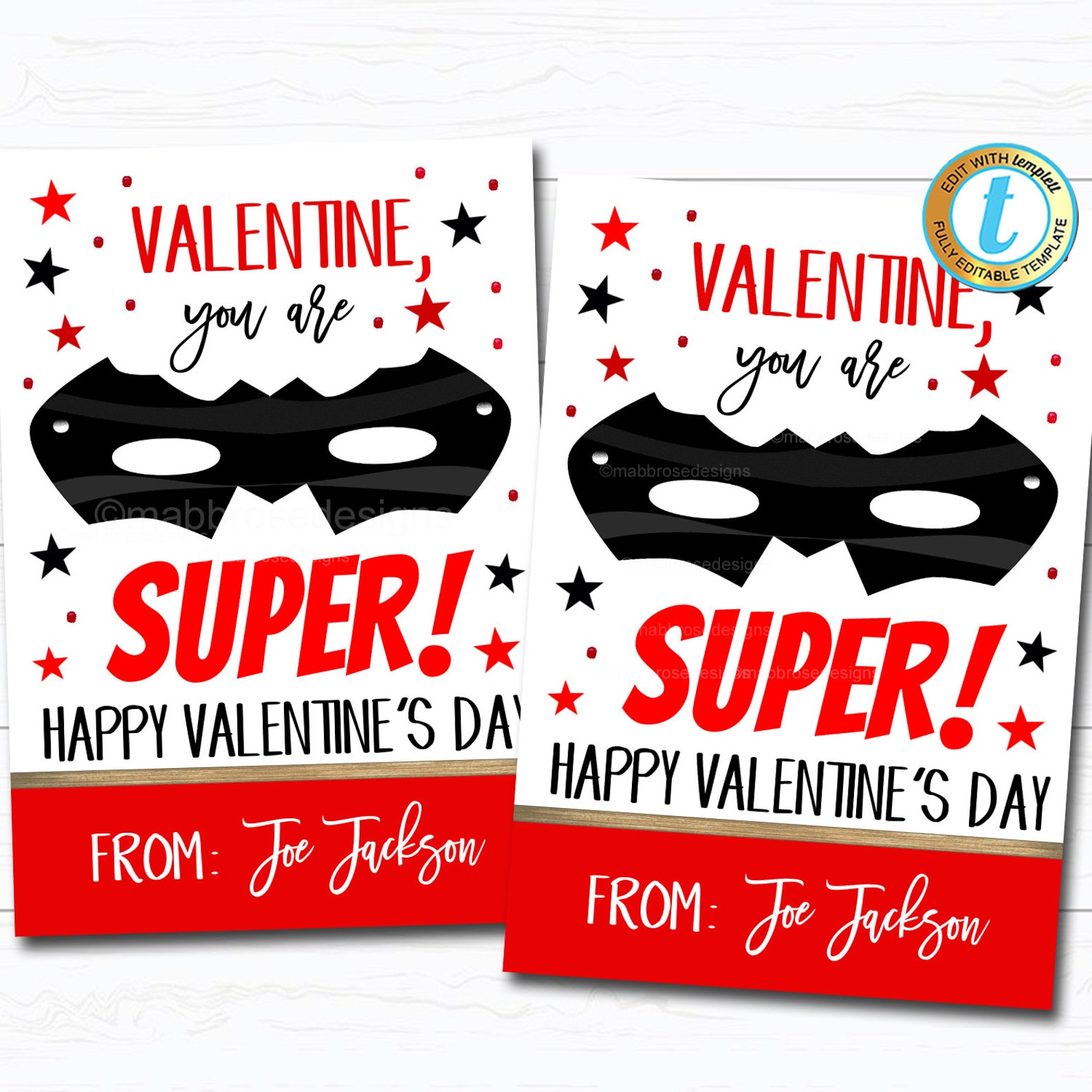 Superhero Valentines, Boy Ninja Valentine Card Gift Classroom Party ...