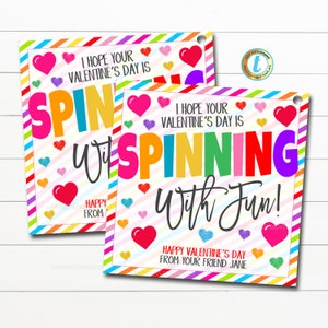 Spinning With Fun Tag, Valentine Toy Fidget Spinner Valentine Gift Tag ...