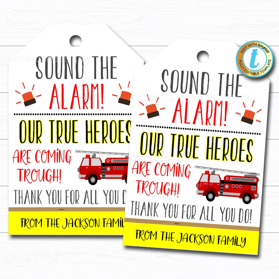 Firefighter Appreciation Gift Tag, Thank You Gift First Responder ...