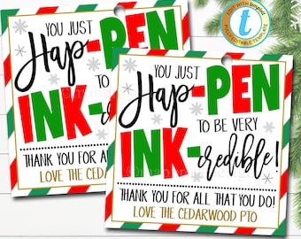 Pen Thank You Gift Tags Hap-pen to Be Ink-credible Teacher | Etsy