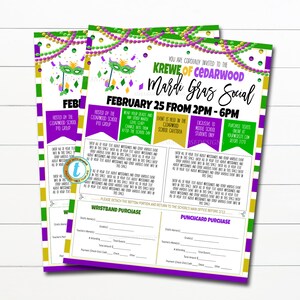 Mardi Gras Social Fundraiser Flyer, School Dance Event, Catholic Church ...