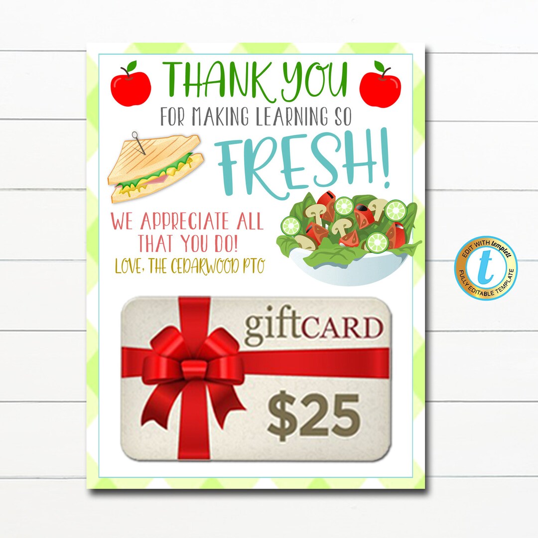 Teacher Gift Card Holder, Thank You for Making Learning so Fresh, Staff ...