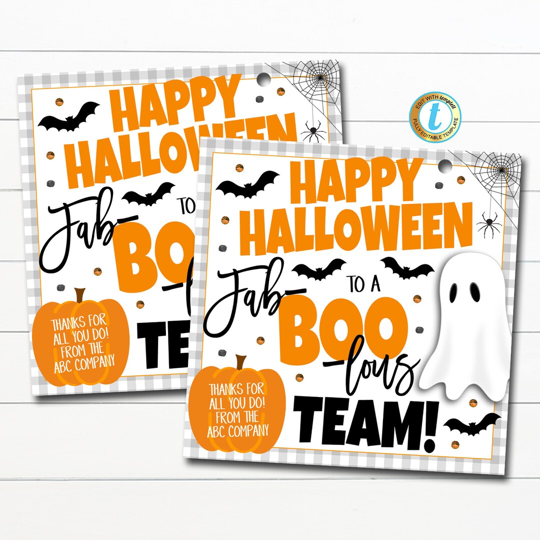 Halloween Gift Tags, Happy Halloween to a Fab-boo-lous Team, Coworker ...