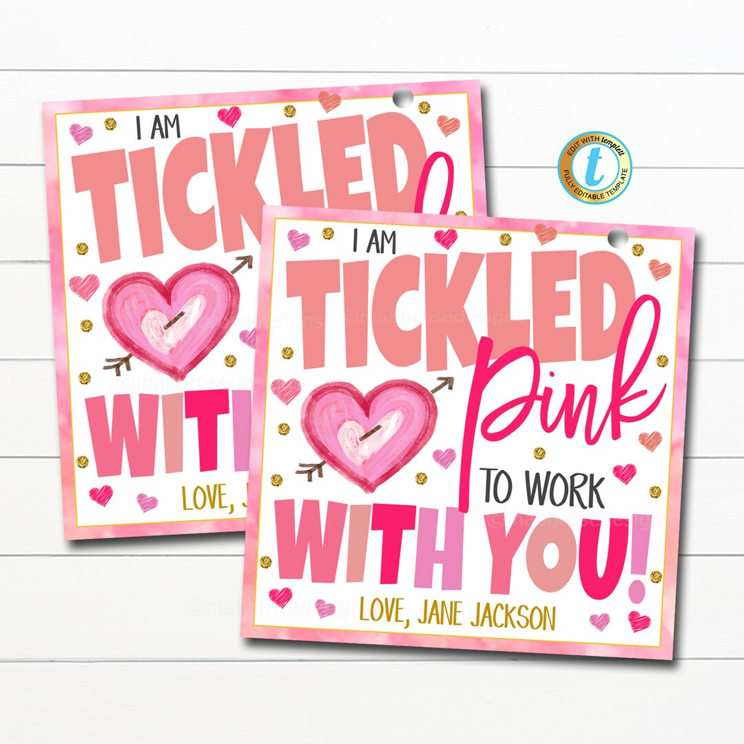 Ticked Pink to Work With You Valentine's Day Tag, Office Staff Team, Co ...