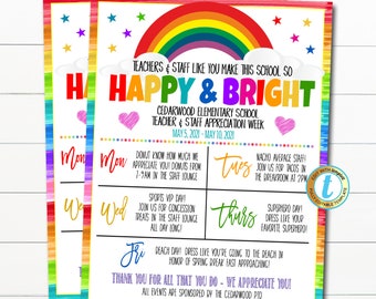 EDITABLE Teacher Appreciation Week Itinerary, Make This School so ...