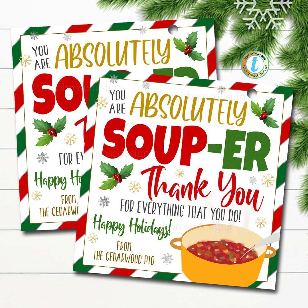 Christmas Soup Gift Tags Staff, Super Soup-er Staff, Staff Employee ...