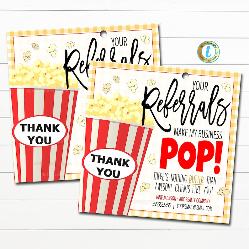 Realtor Popcorn Tags Open House Real Estate Thank You Pop by - Etsy
