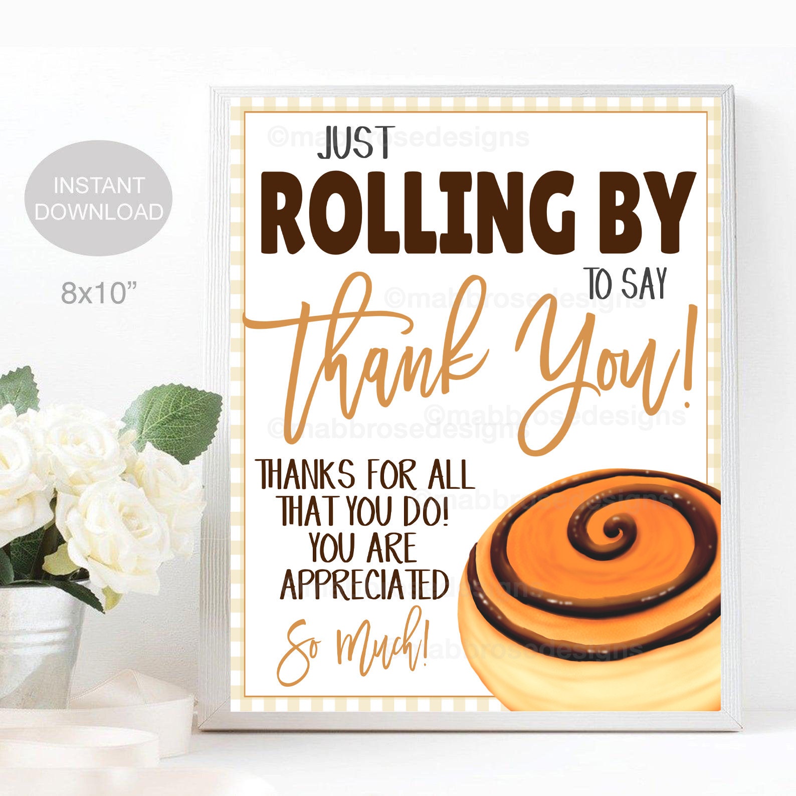 Cinnamon Roll Printable Sign Rolling by to Say Thank You - Etsy