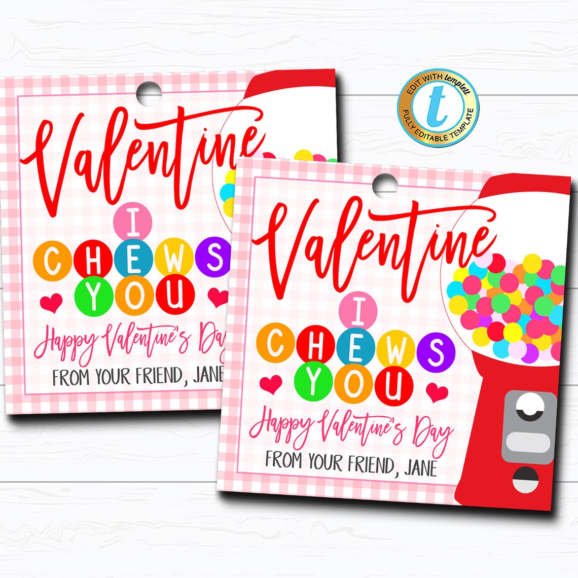 Valentine Bubble Gum Gift Tags I Chews You Gum Candy - Etsy