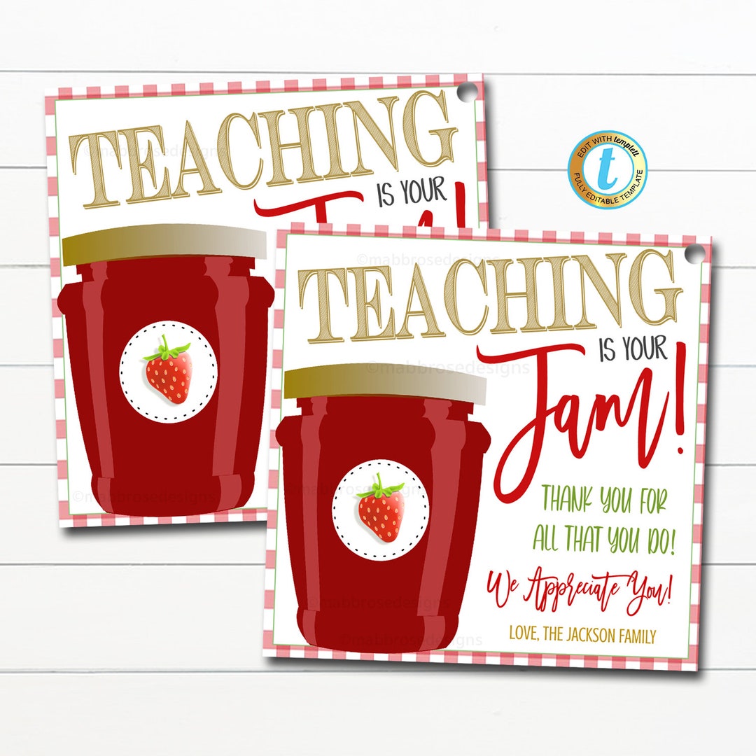 Teaching is Your Jam, Strawberry Appreciation Gift Tag, You Are the ...