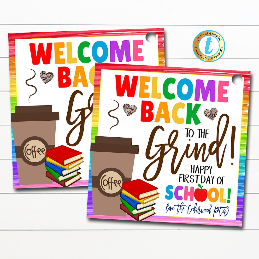 Welcome Back to the Grind Coffee Gift Tag, Teacher Staff Student New ...