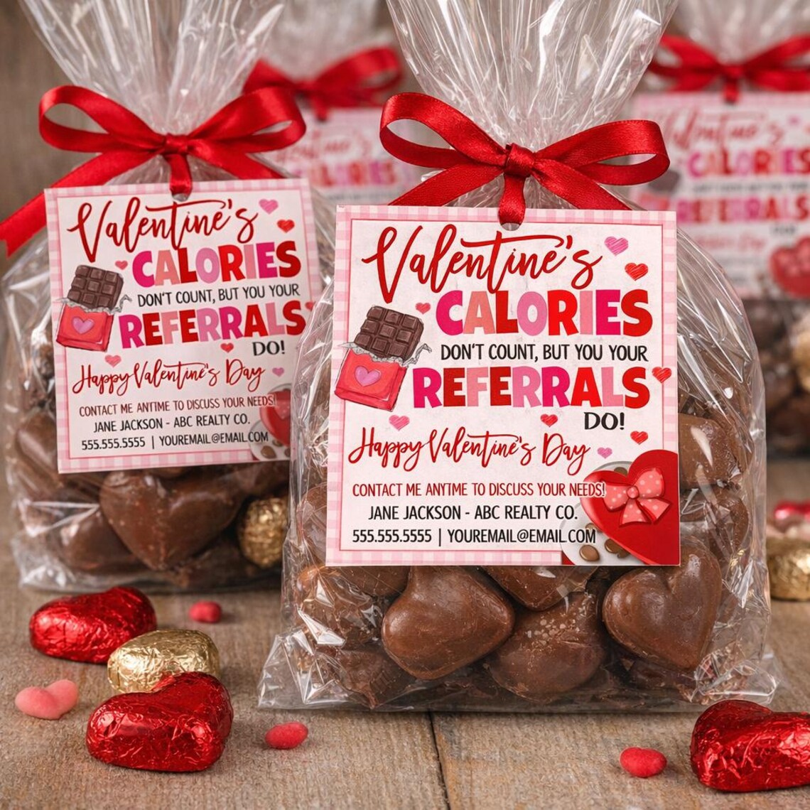 Valentine Realtor Gift Tags, Calories Don't Count but You and Your ...