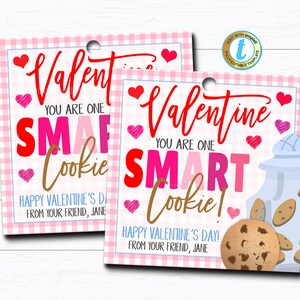 Valentines Cookie Gift Tag, You're One Smart Cookie! Teacher Staff ...