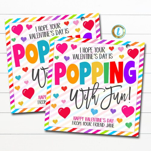 Popping With Fun Tag Pop Fidget Toy Valentine Pop Gift Tag - Etsy