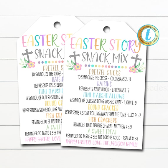 Easter Gift Tags Easter Story Snack Mix Jesus Religious Kids | Etsy