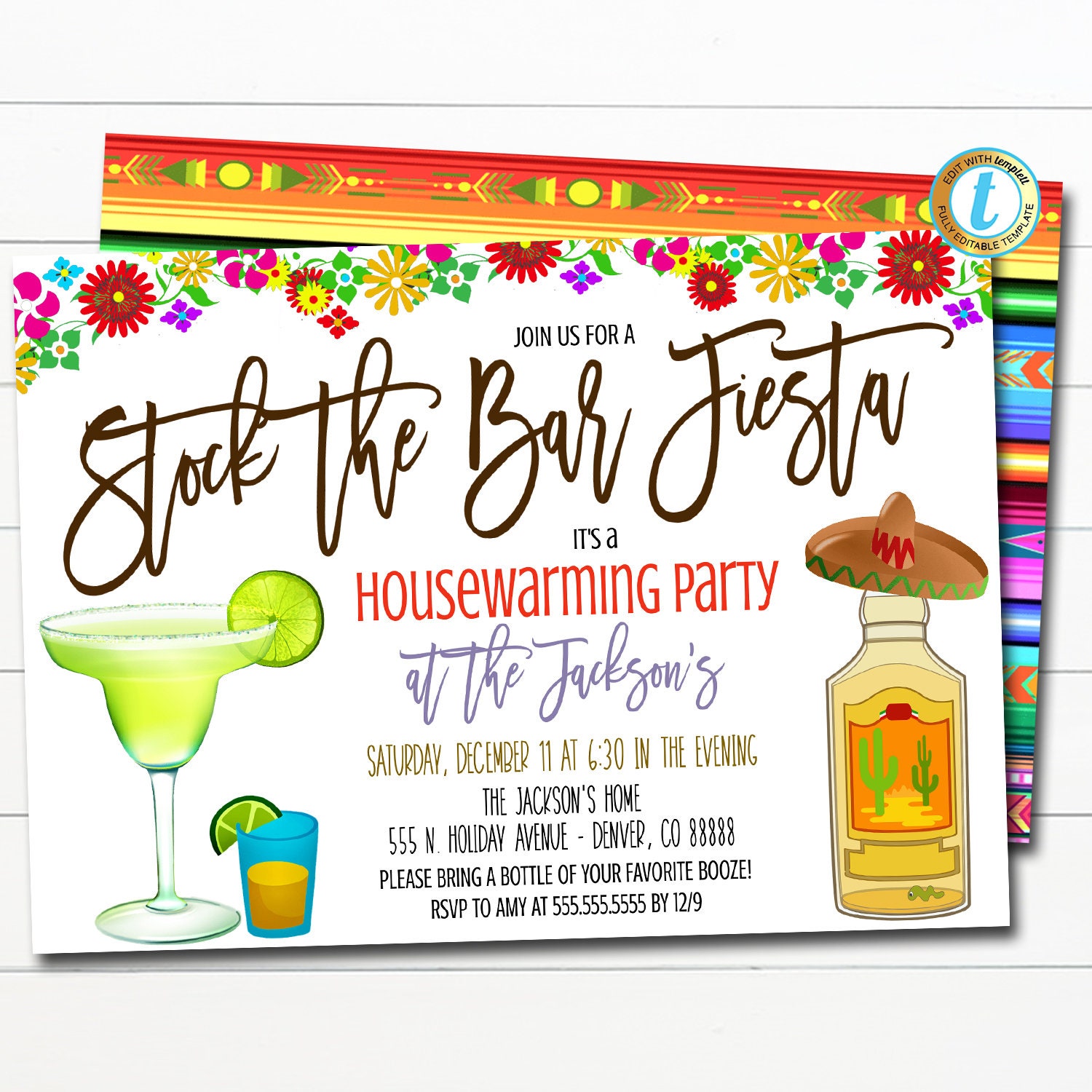 Stock the Bar Fiesta Invitation, Housewarming Party, Digital Drinks ...